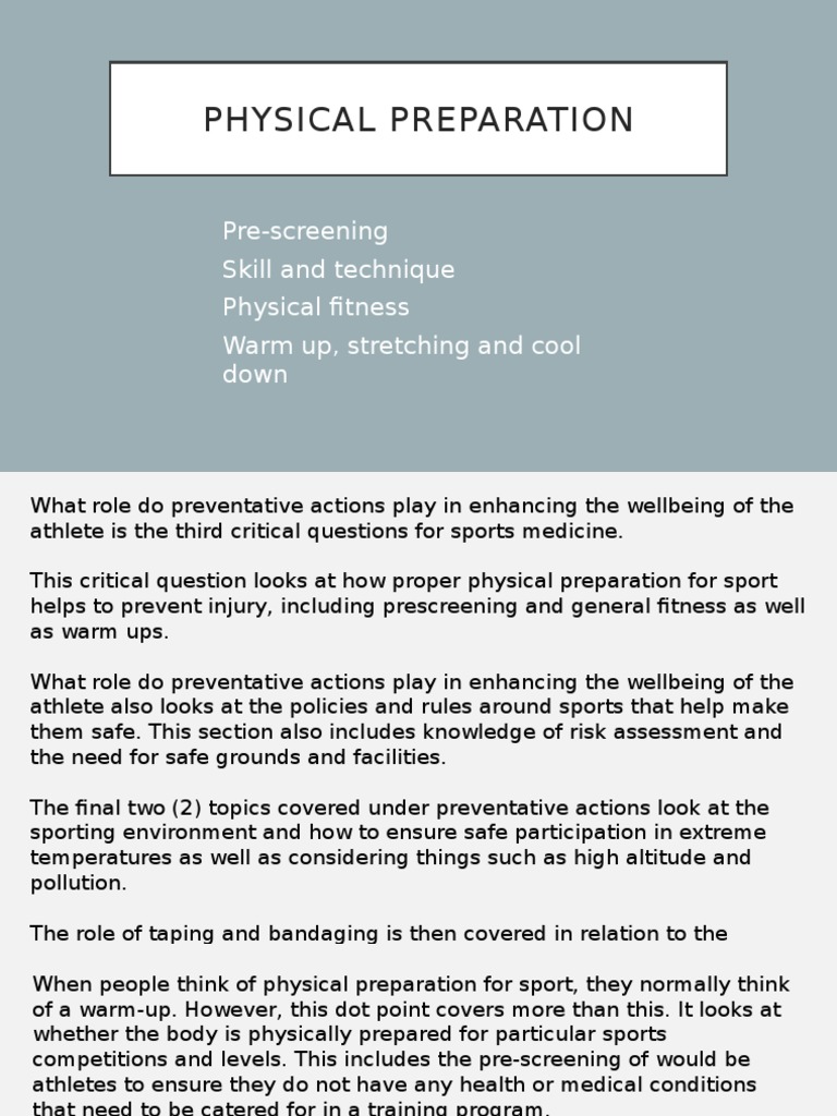 Physical Preparation | PDF | Flexibility (Anatomy) | Physical Fitness