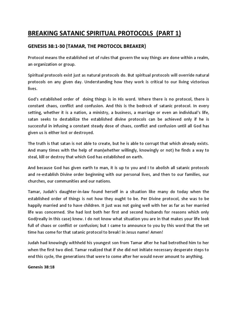 Breaking Satanic Spiritual Protocols | PDF | Prayer | Abrahamic Religions