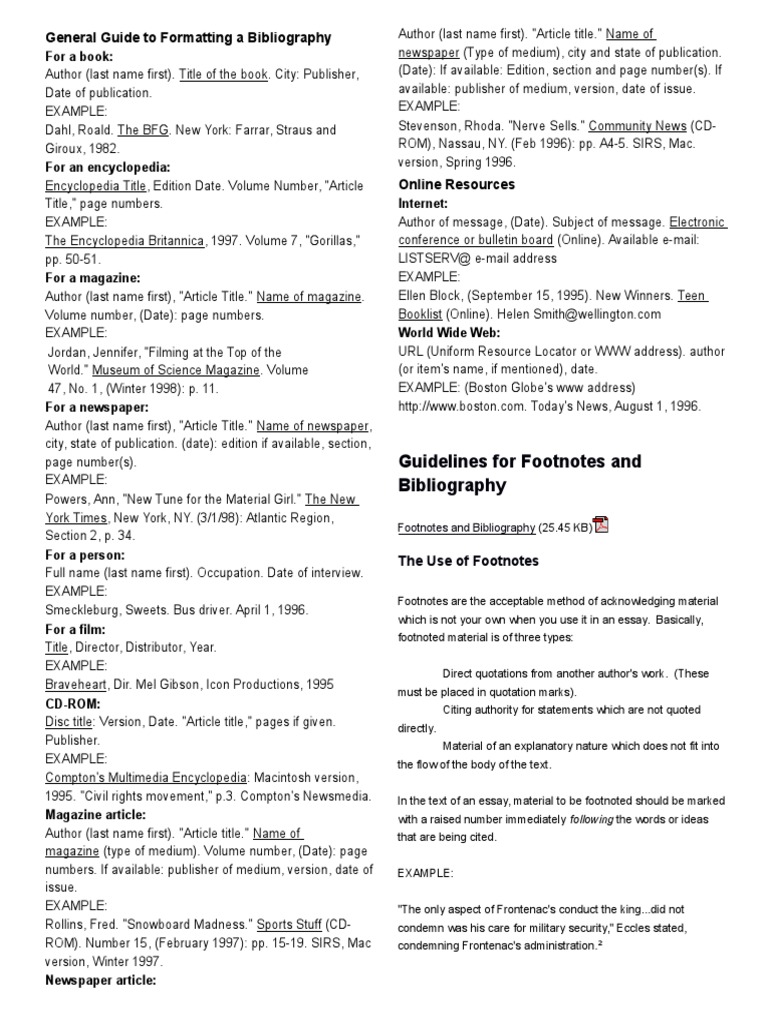 General Guide To Formatting A Bibliography | PDF | Note (Typography ...