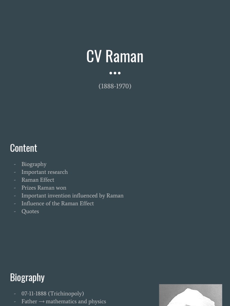 CV Raman | PDF