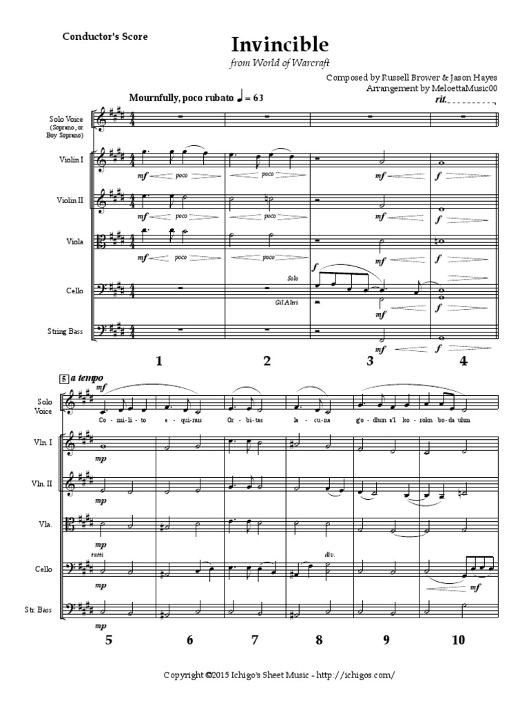 World Of Warcraft Invincible Piano Sheet Music Music World Of Warcraft