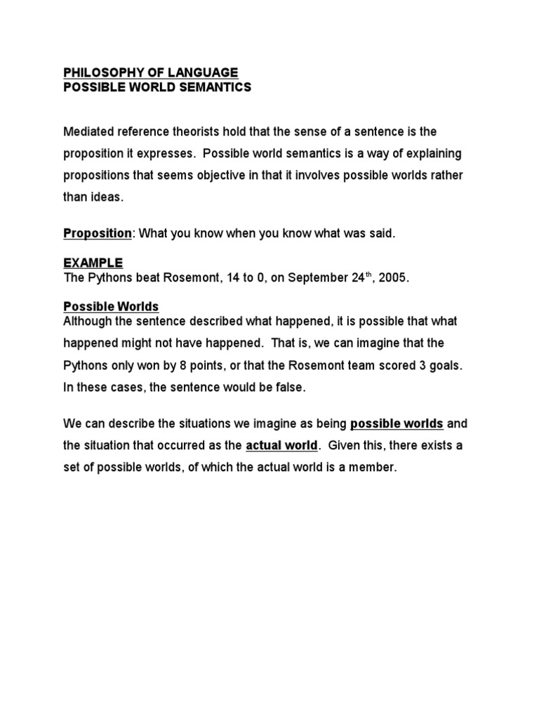 Possible World Semantics | Download Free PDF | Proposition | Philosophy Of Language