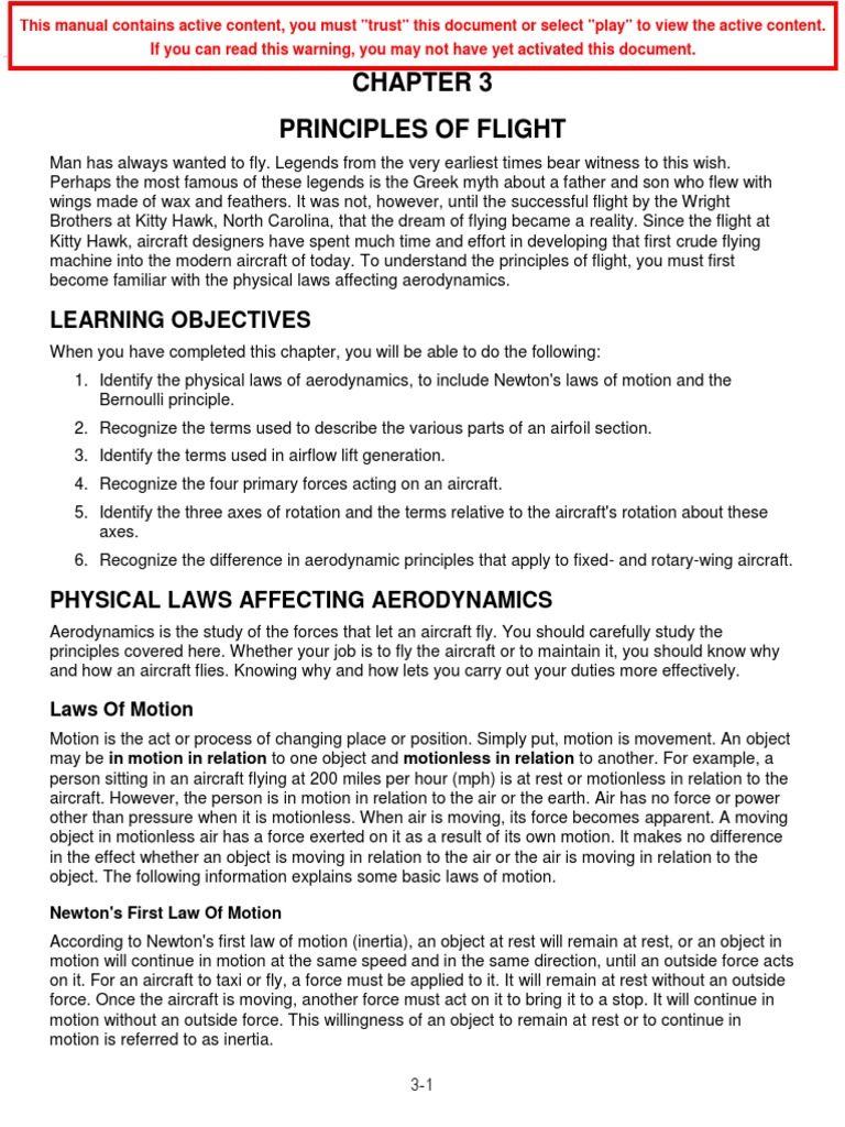 Principles of Flight: Learning Objectives | PDF | Lift (Force) | Airfoil