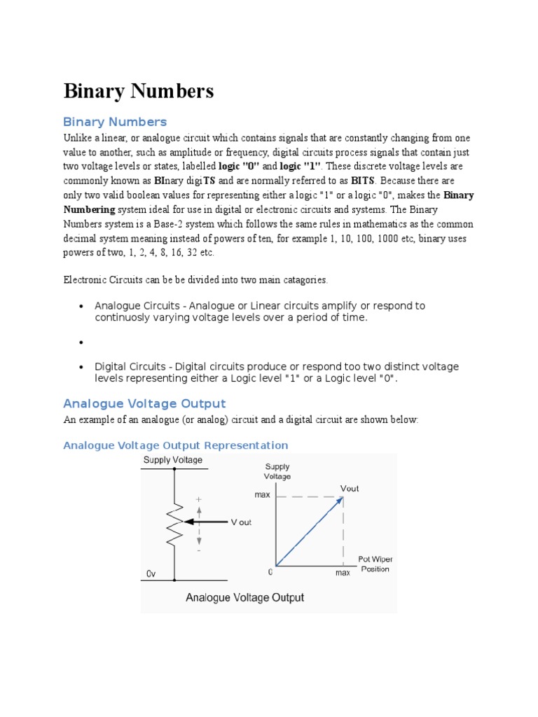 Binary Numbers | PDF | Analogue Electronics | Electronic Circuits