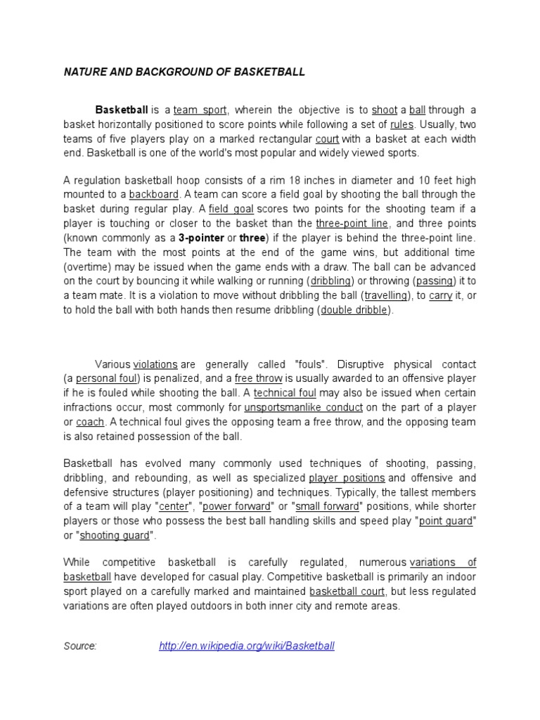 Nature and Background of Basketball | PDF | Referee | National ...