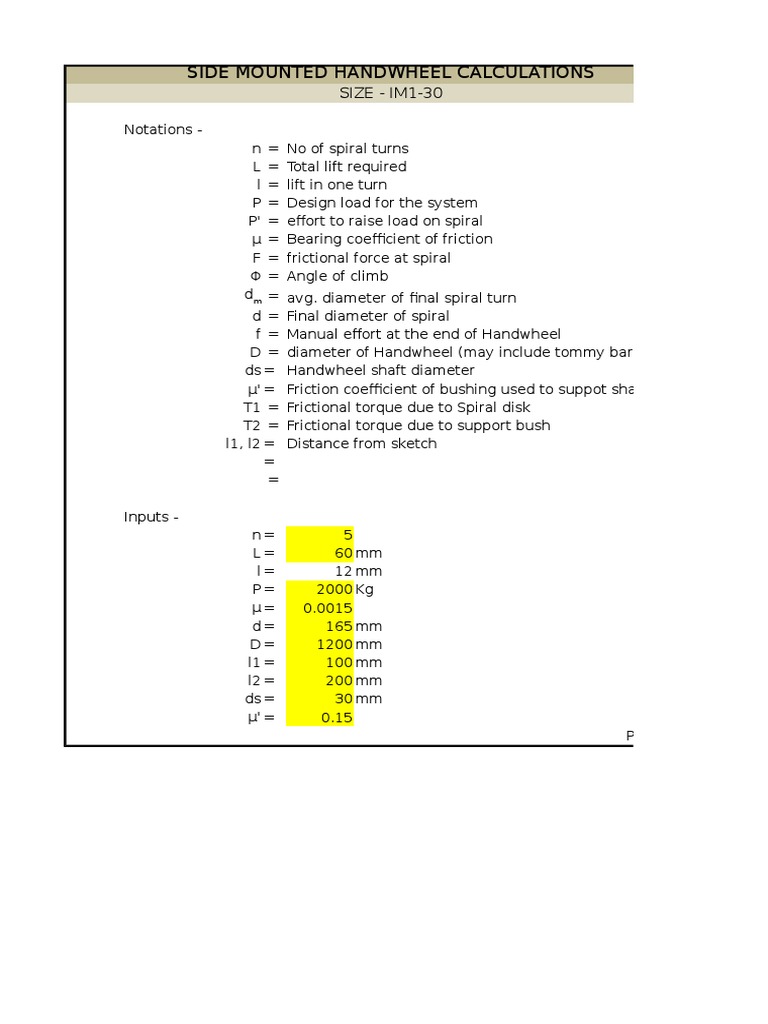 Handwheel Calculation Guide IM1-30 | PDF | Applied And ...