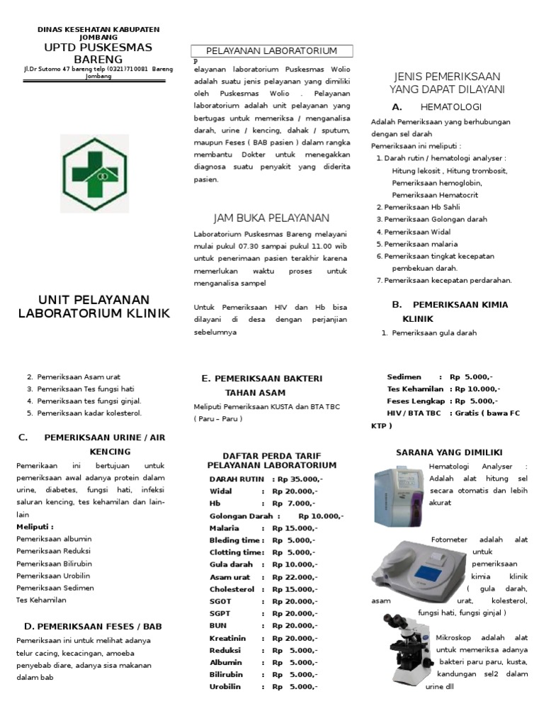 Bahan Leaflet Laboratorium | PDF