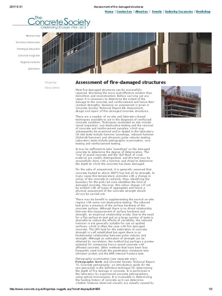 Assessment of Fire-Damaged Structures | Concrete | Building Engineering