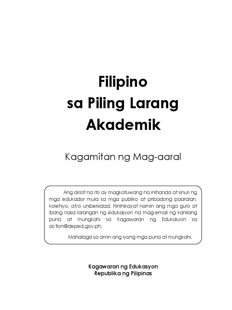Grade12 PILING LARANGAN Filipino Module | PDF