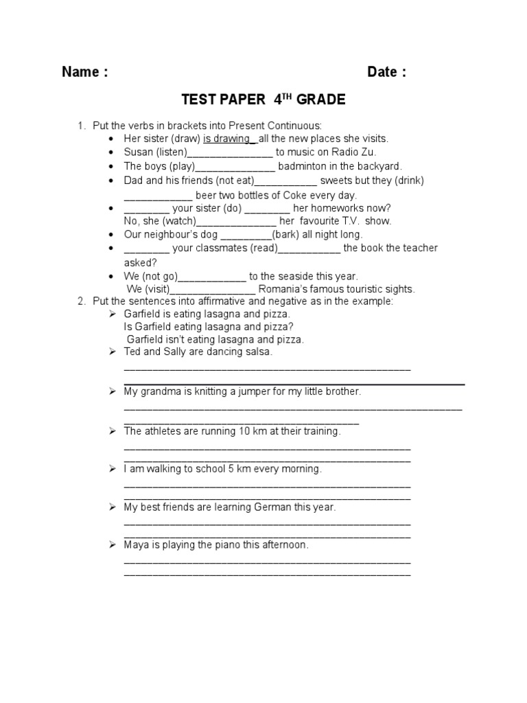 Test Fourth Grade | PDF