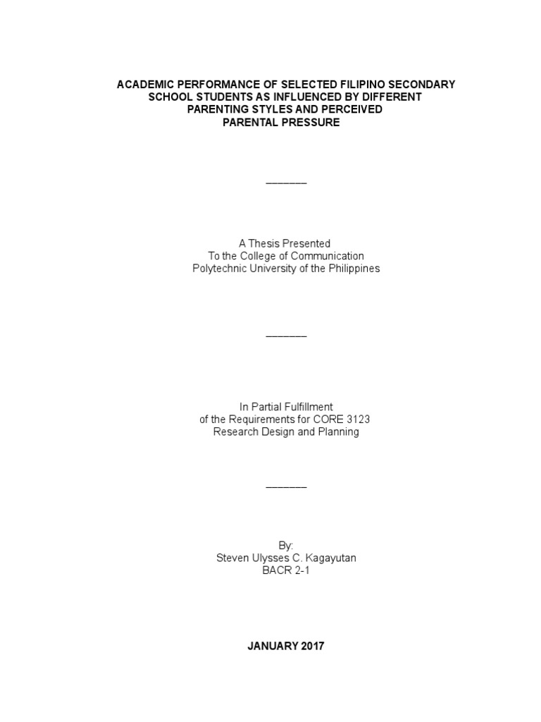 Academic Performance of Selected Filipino Secondary School Students As ...