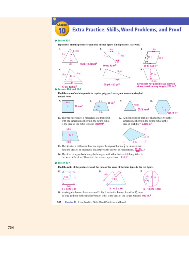 Unit 4 Extra Practice Answers | PDF | Area | Circle