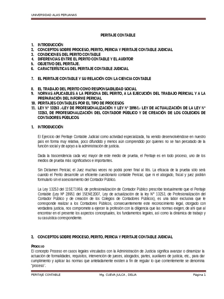 PERITAJE_CONTABLE.docx | Perito | Contador