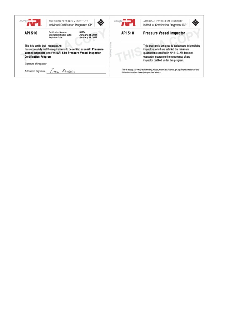API 510 Pressure Vessel Inspector Cert | PDF