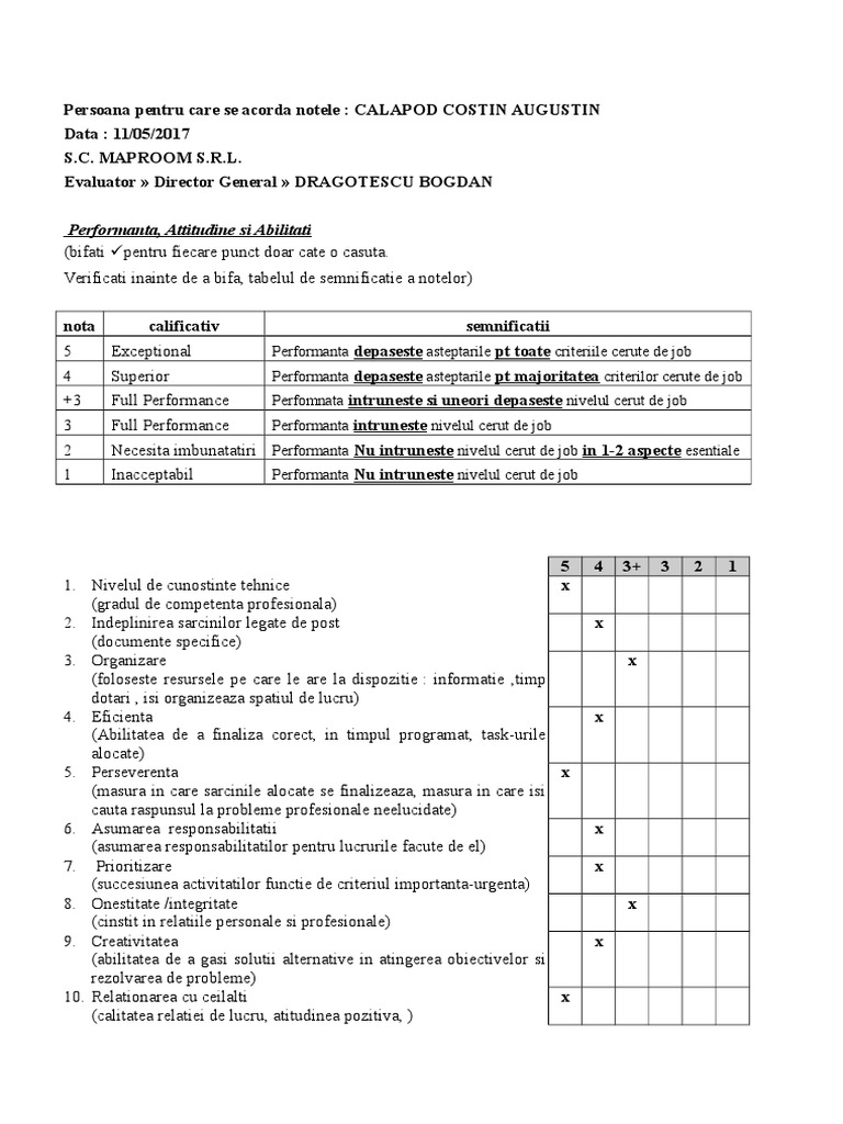 Fisa Evaluare Personal Fisa Evaluare Personal