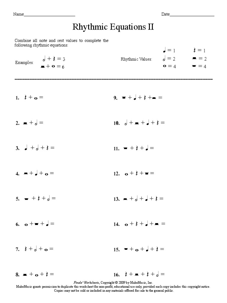 2101 Rhythm Equations II - Mus | PDF