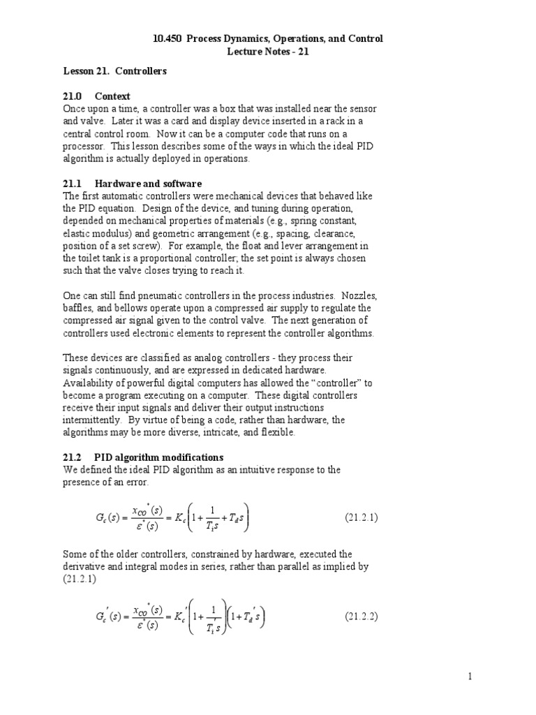 Process Control | PDF | Control System | Systems Theory