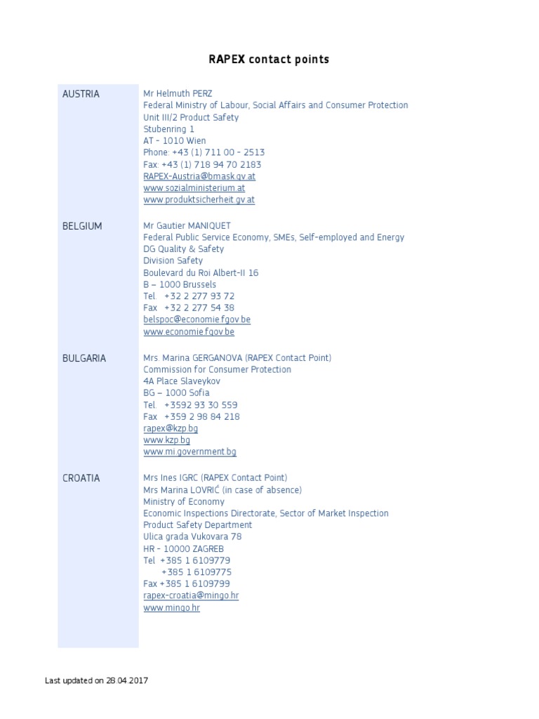 Rapex Contact Points en | PDF | Government
