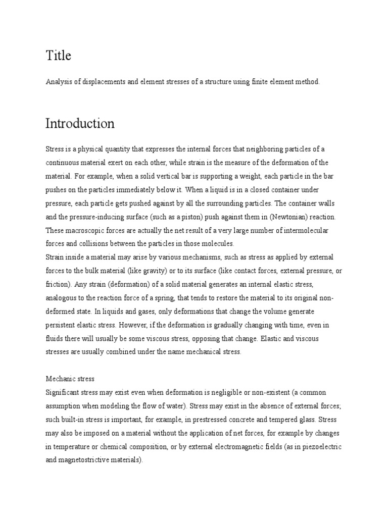 FEA Mini Project (AutoRecovered) | Download Free PDF | Stress ...