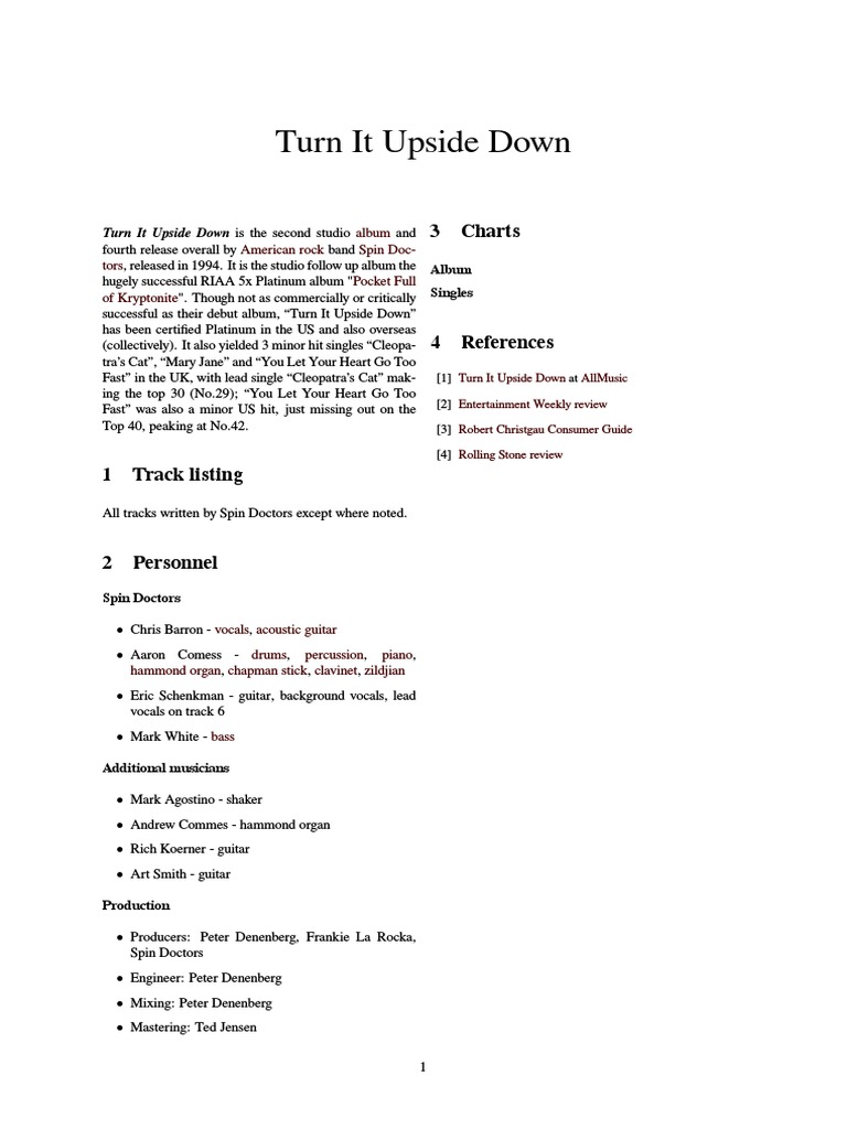 Turn It Upside Down | PDF | Music Industry | Albums