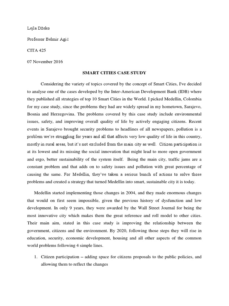 Smart Cities Case Study | PDF | Science | Technology (General)