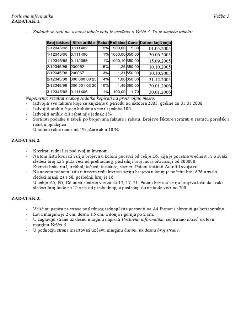 Excel Vezba 5 PDF | PDF