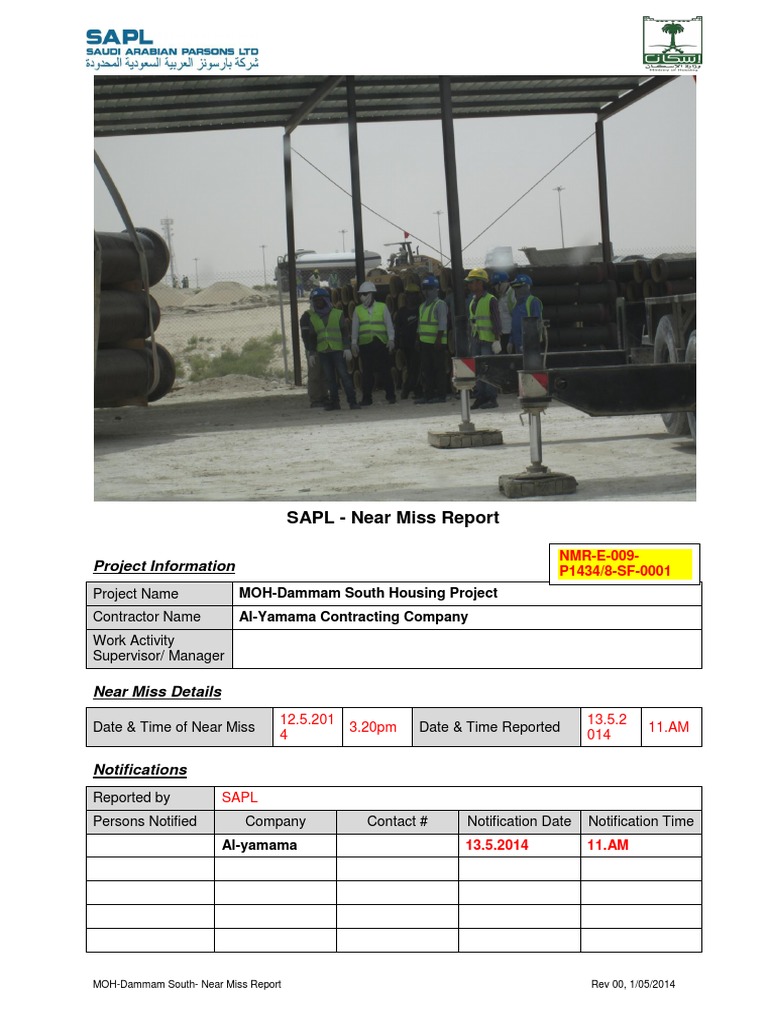 SAPL - Near Miss Report: Project Information | PDF | Safety | Business