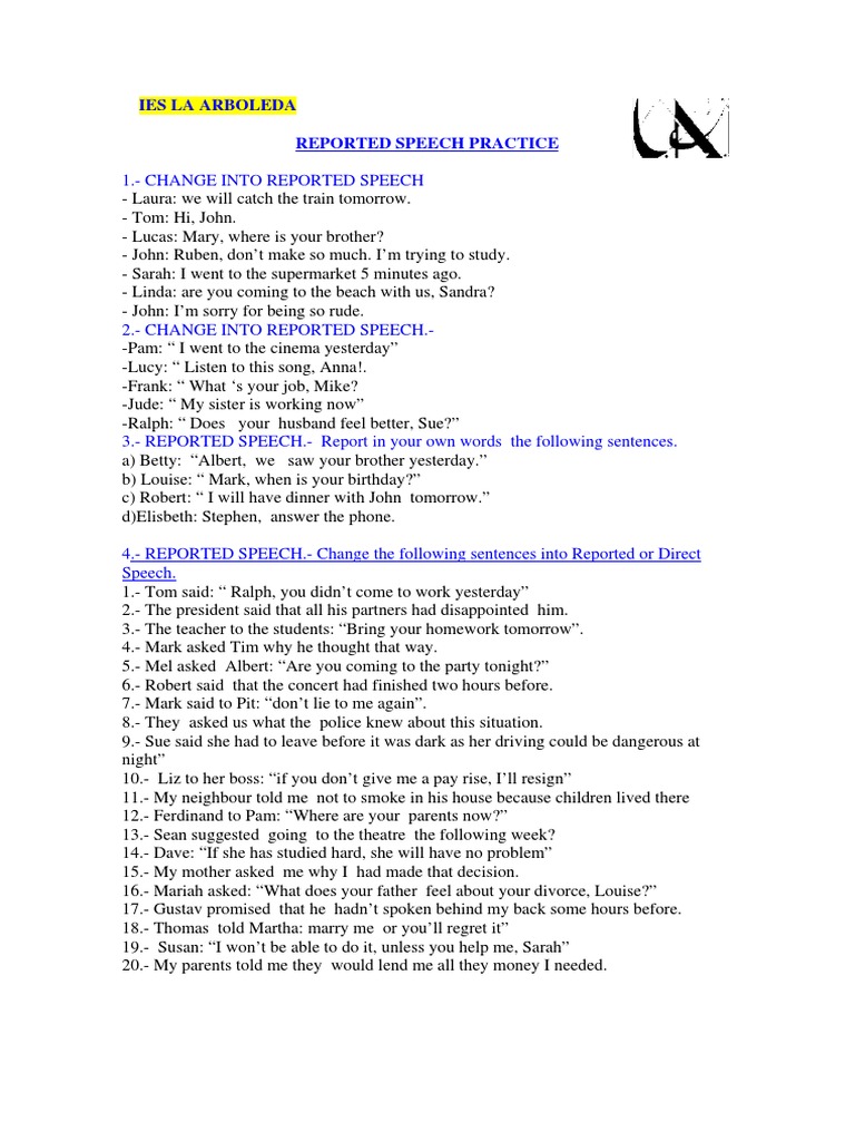 Reported Speech Practice | PDF