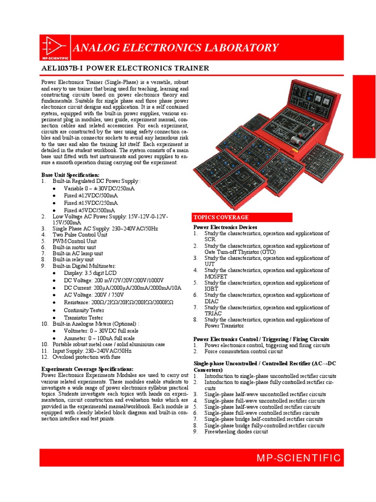 Ael1037b-I Power Electronics Trainer v1.2014 | PDF | Power Electronics | Rectifier
