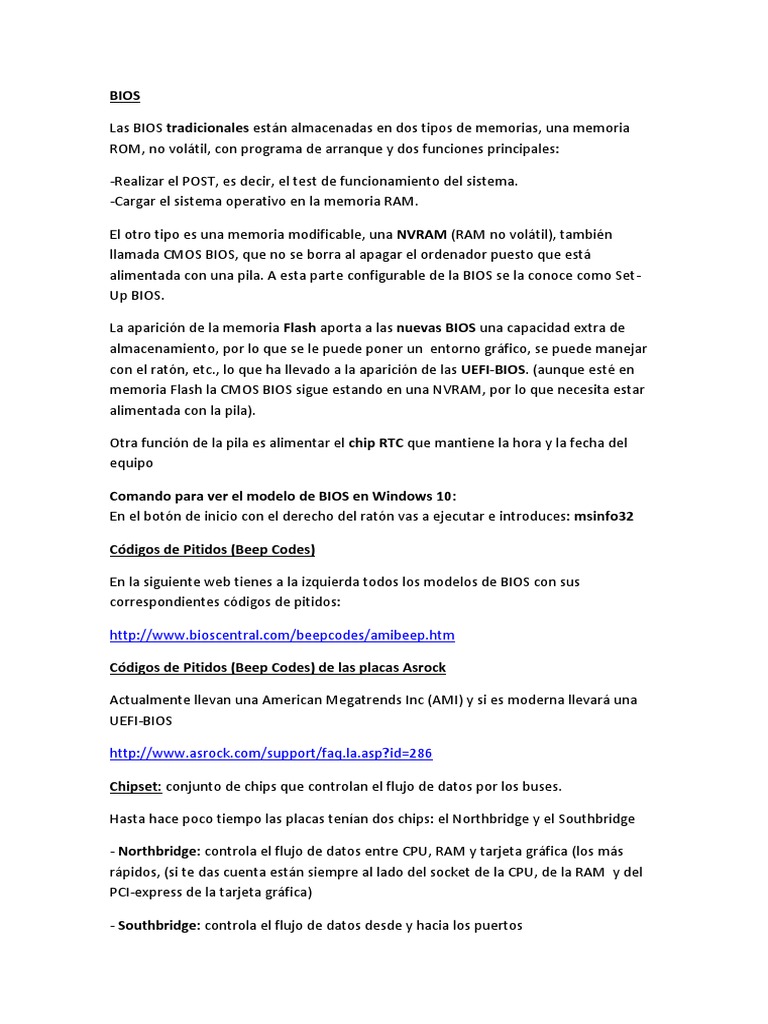 BIOS, Beep Codes y Chipset | PDF