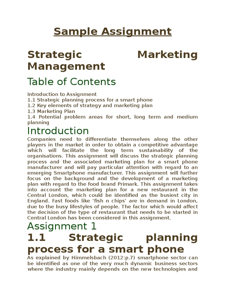 Strategic Marketing Management Assignment | PDF | Strategic Management ...