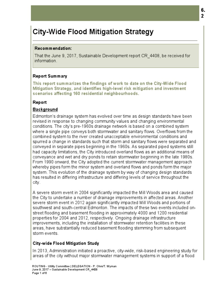 Edmonton City-Wide Flood Mitigation Plan | PDF | Flood | Stormwater