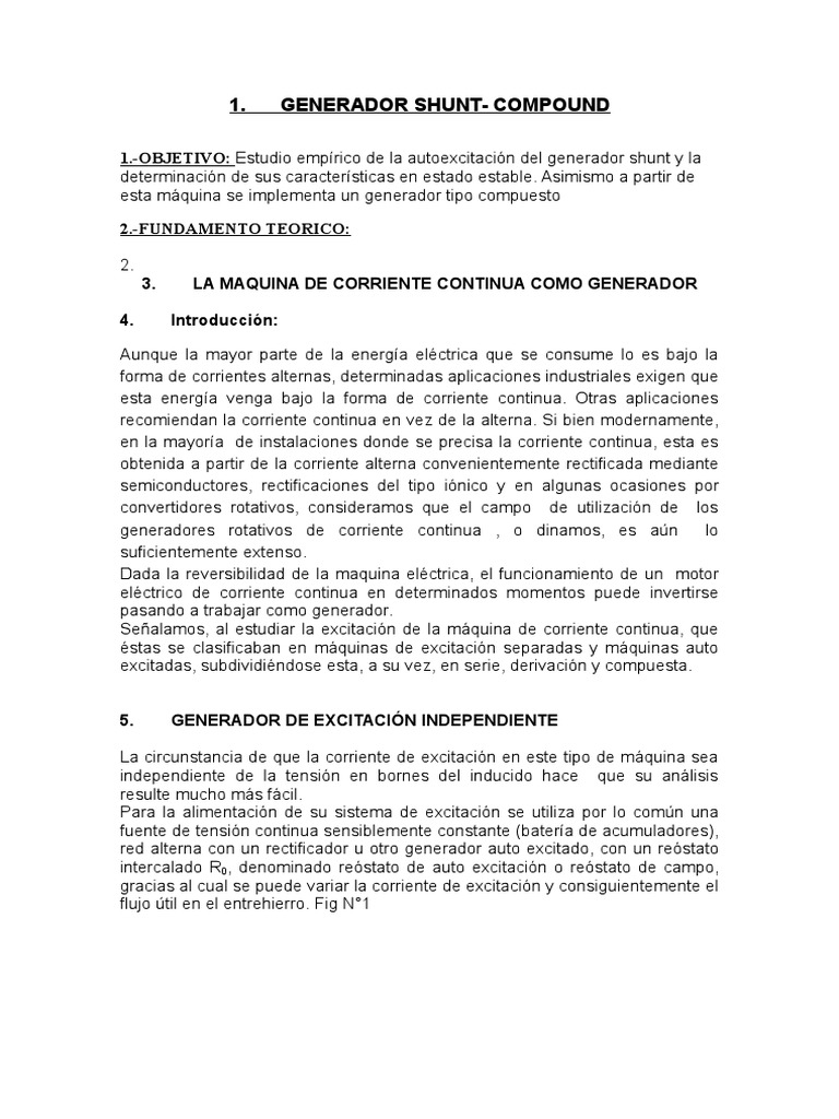 Generador shunt-compound: Características y conexiones | PDF | Inductor ...