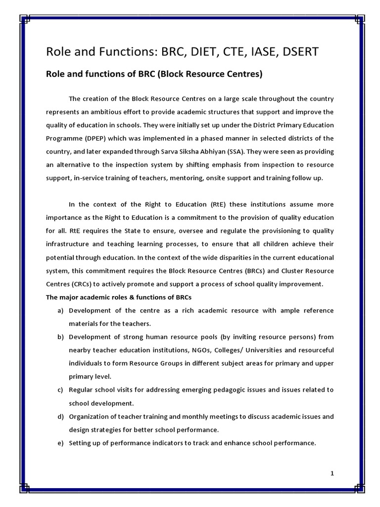 role-and-functions-brc-diet-cte-iase-dsert-role-and-functions-of