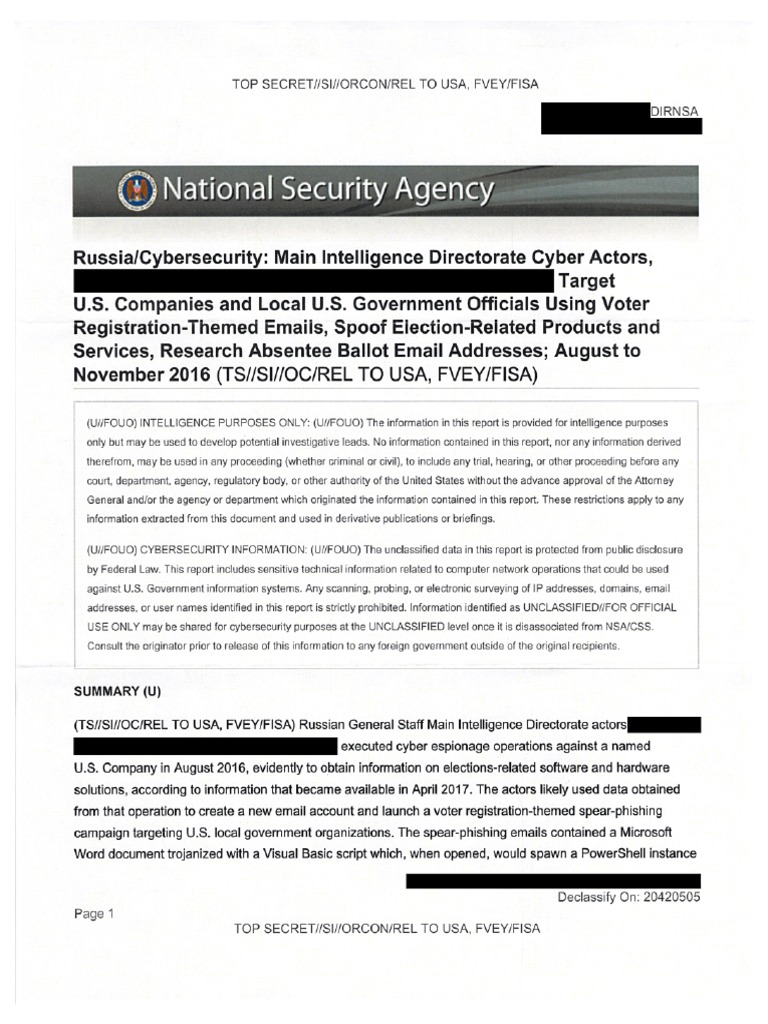 NSA Report On Russia Spearphishing | PDF