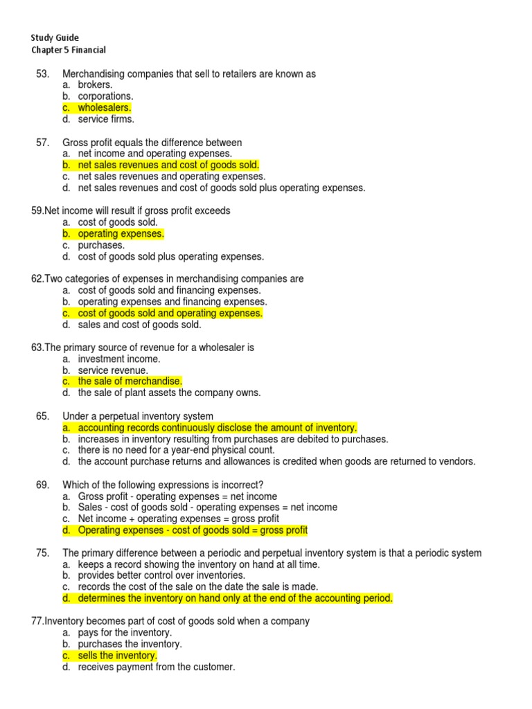 Financial Accounting Study Guide Ch5 Answers | Download Free PDF ...
