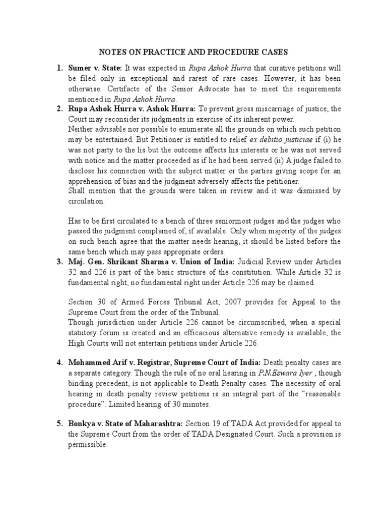 Notes On Practice and Procedure Cases | PDF | Supreme Courts | Supreme ...
