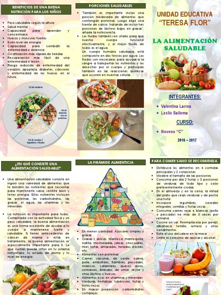 triptico alimentacion saludable | Postres | Alimentos
