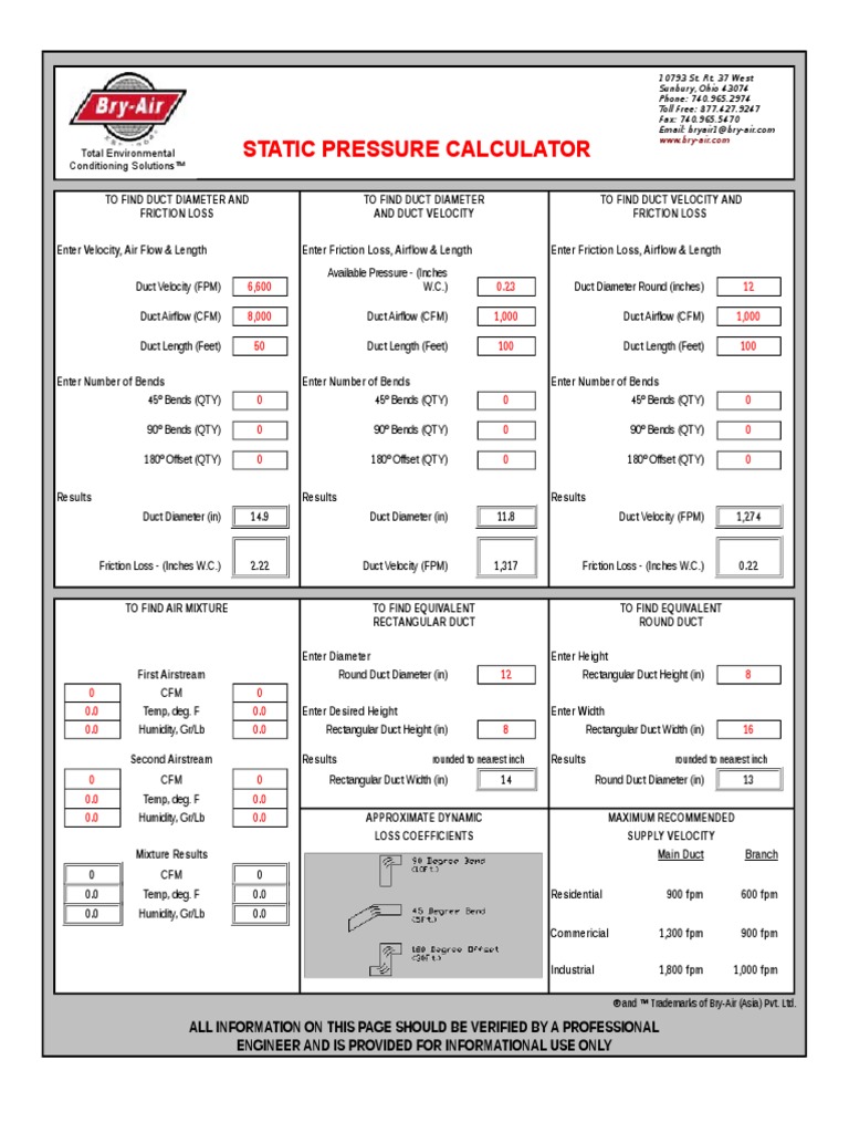 Static Pressure Calculator r3 Rev1610 27 | PDF | Classical Mechanics ...