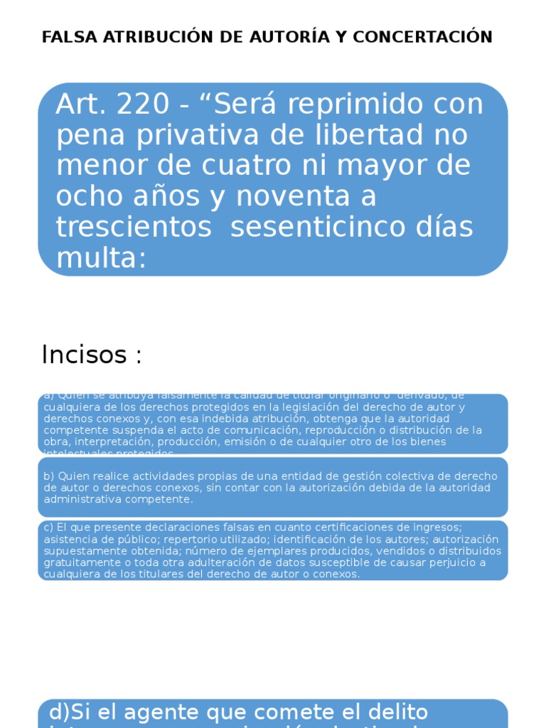 Diapos Falsa Atribucion de Autoria y Concertacion | PDF