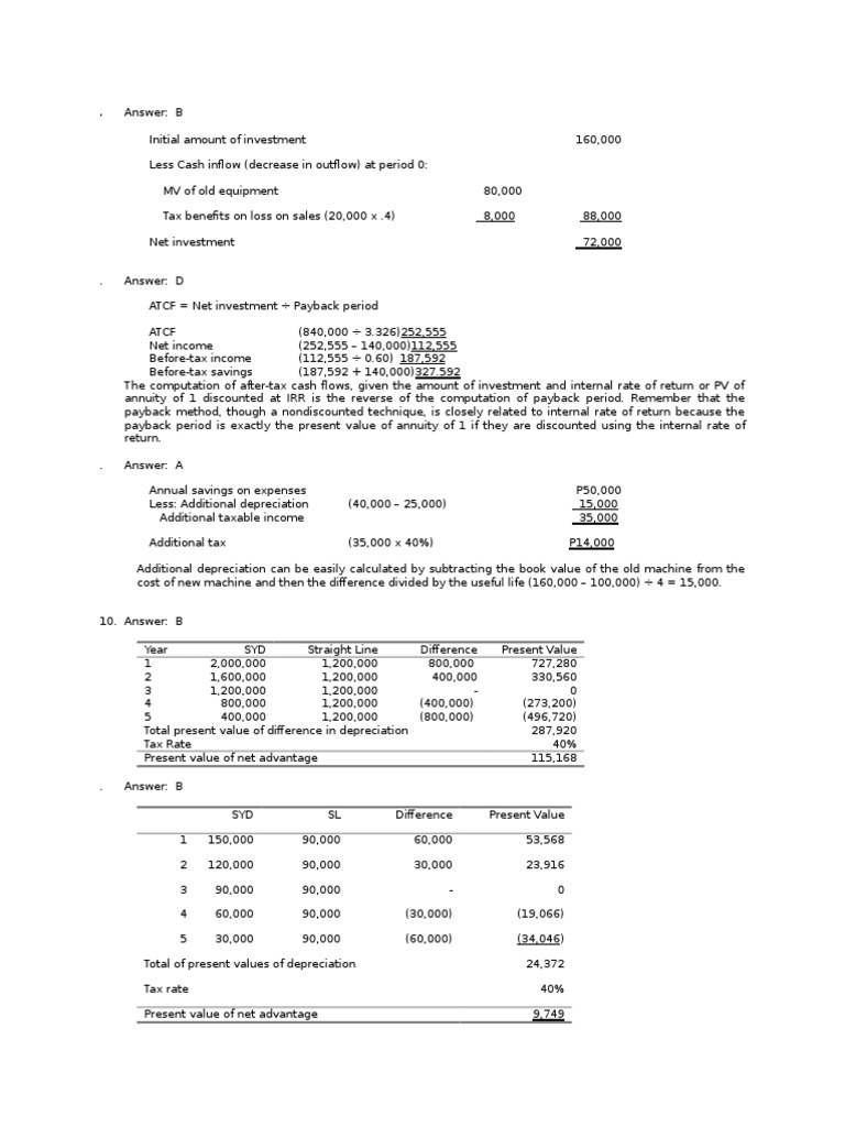 Answer.capital Budgeting | Net Present Value | Internal Rate Of Return