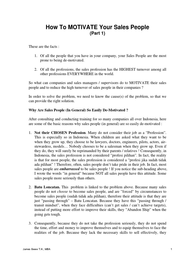 14 How To Motivate Your Sales People 01 | PDF | Sales | Business