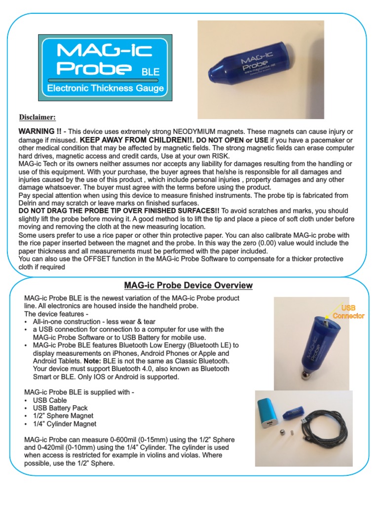 MAG-ic Probe BLE User Manual | PDF | Mobile Device | Calibration