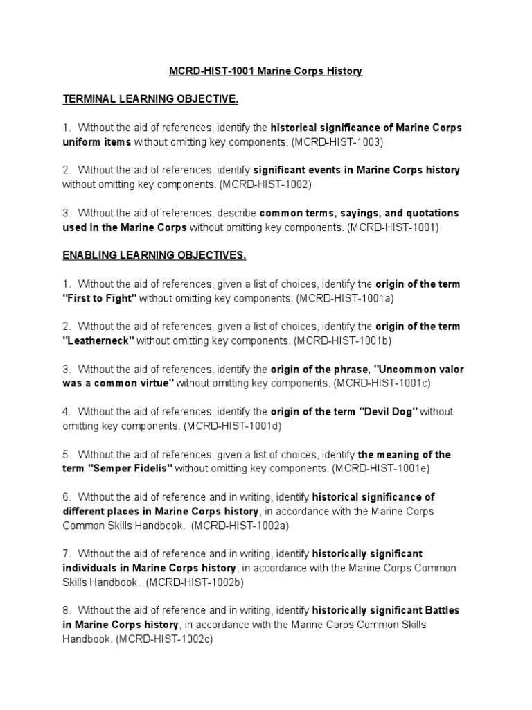 Marine Corps Historical Significance | PDF | Fallujah | United States ...