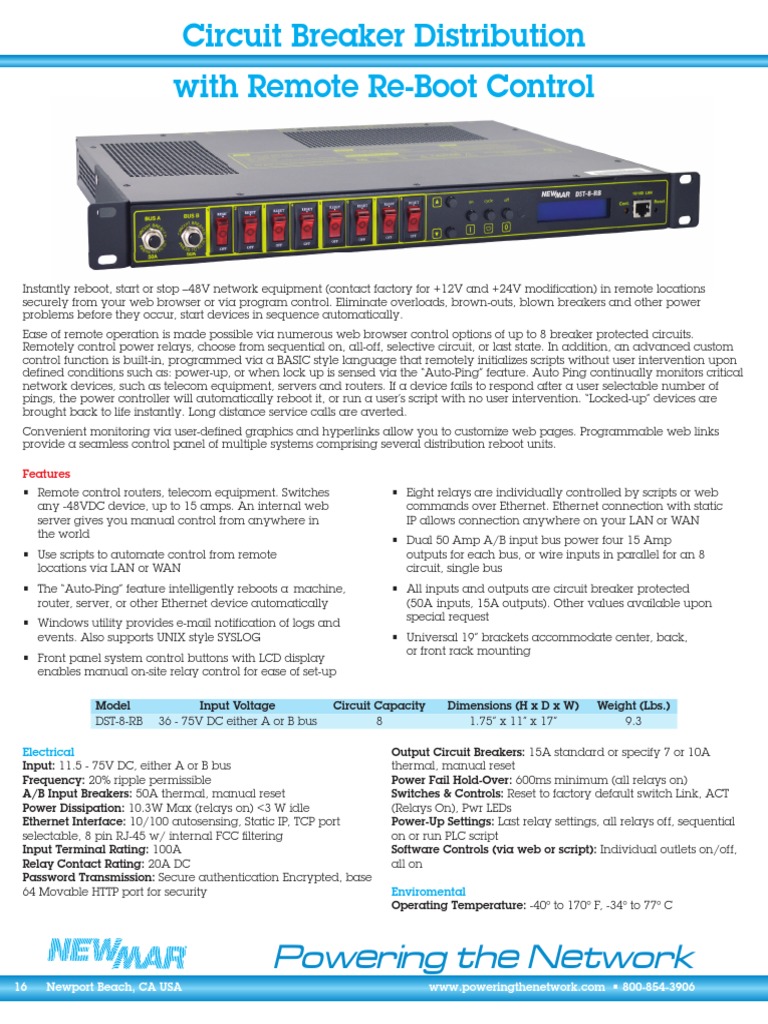 Newmar Powering The Network DST-8-RB Remote Reboot Distribution Panel ...