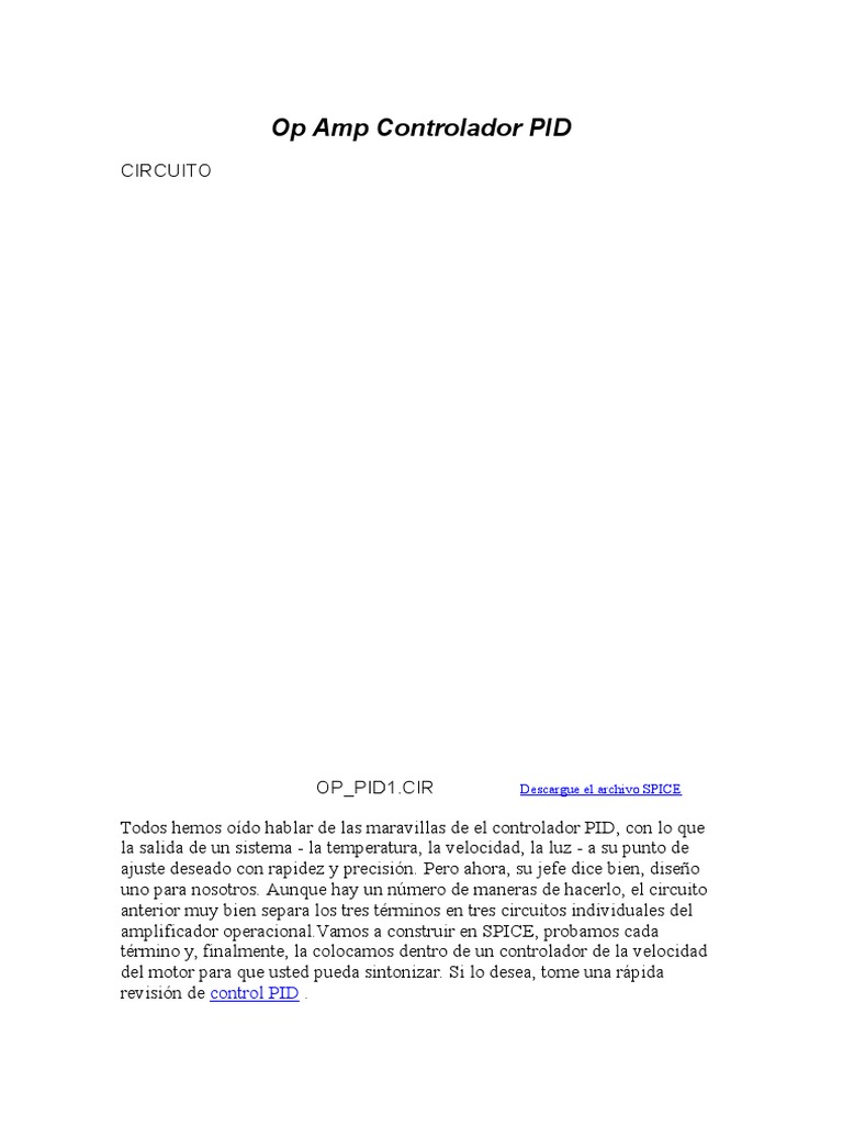 Op Amp Controlador PID | PDF | Amplificador operacional | Ingenieria ...