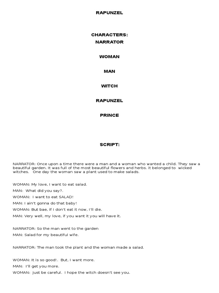 Rapunzel Script | PDF | Rapunzel | Leisure