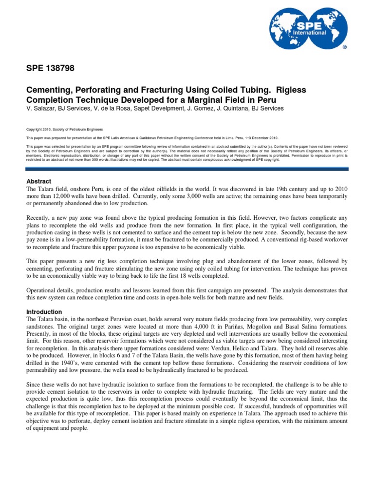 SPE 138798 Frac Con Sand Jetting PDF | PDF | Casing (Borehole ...