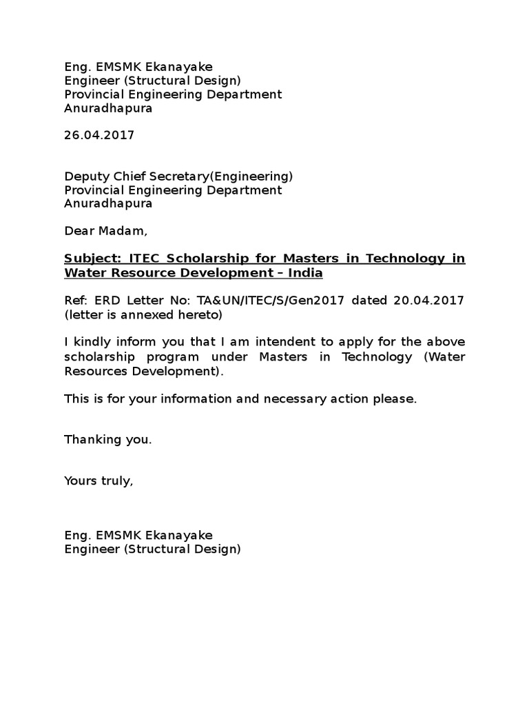 IIT Scholarship - Request Letter | PDF