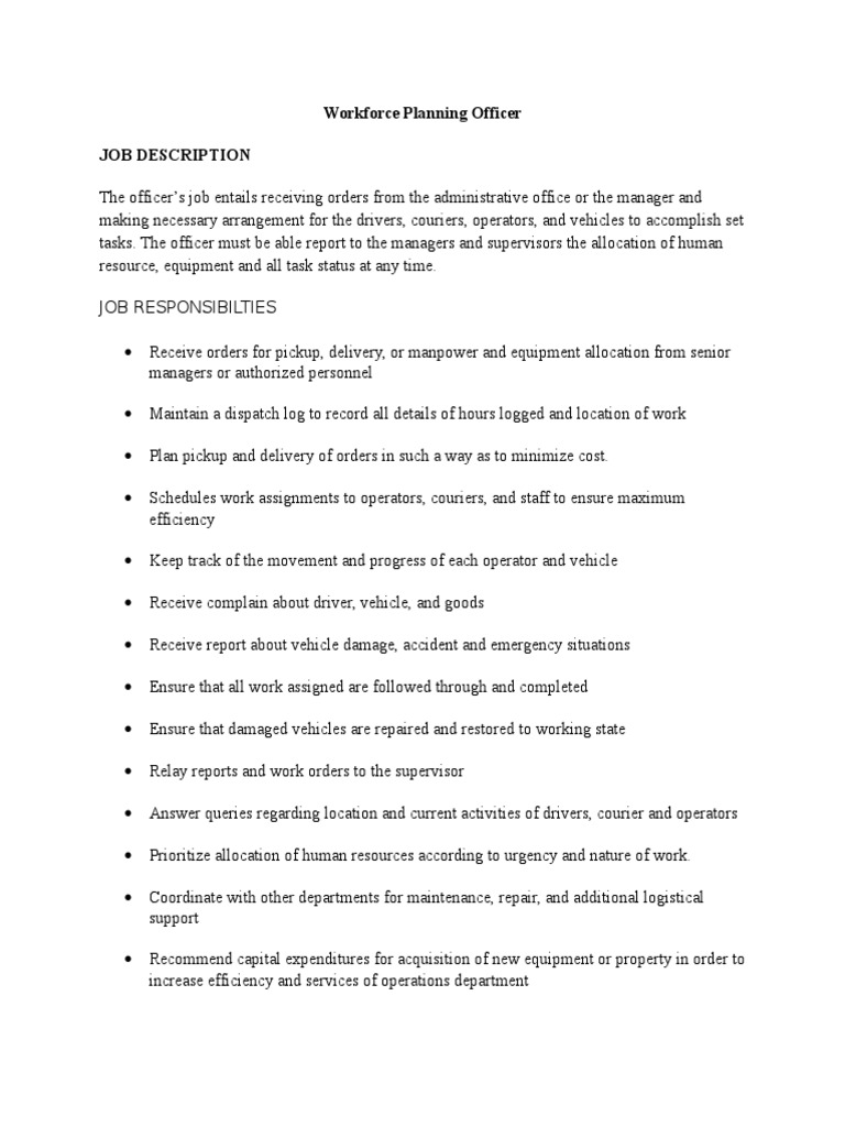 Workforce Planning Officer Overview | PDF | Business | Technology ...